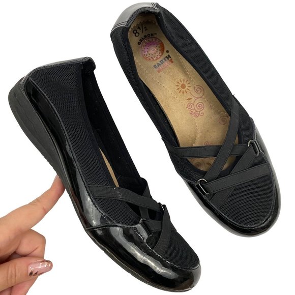 Earth Spirit | Shoes | Earth Spirit Peni Black Patent Leather Mesh Fabric Gelron Comfort Shoe ...